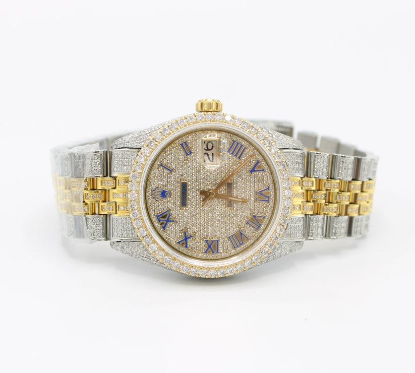 ROLEX BUST DOWN ICED OUT 36MM | YELLOW GOLD | ROMAN DIAL | – Alex ...