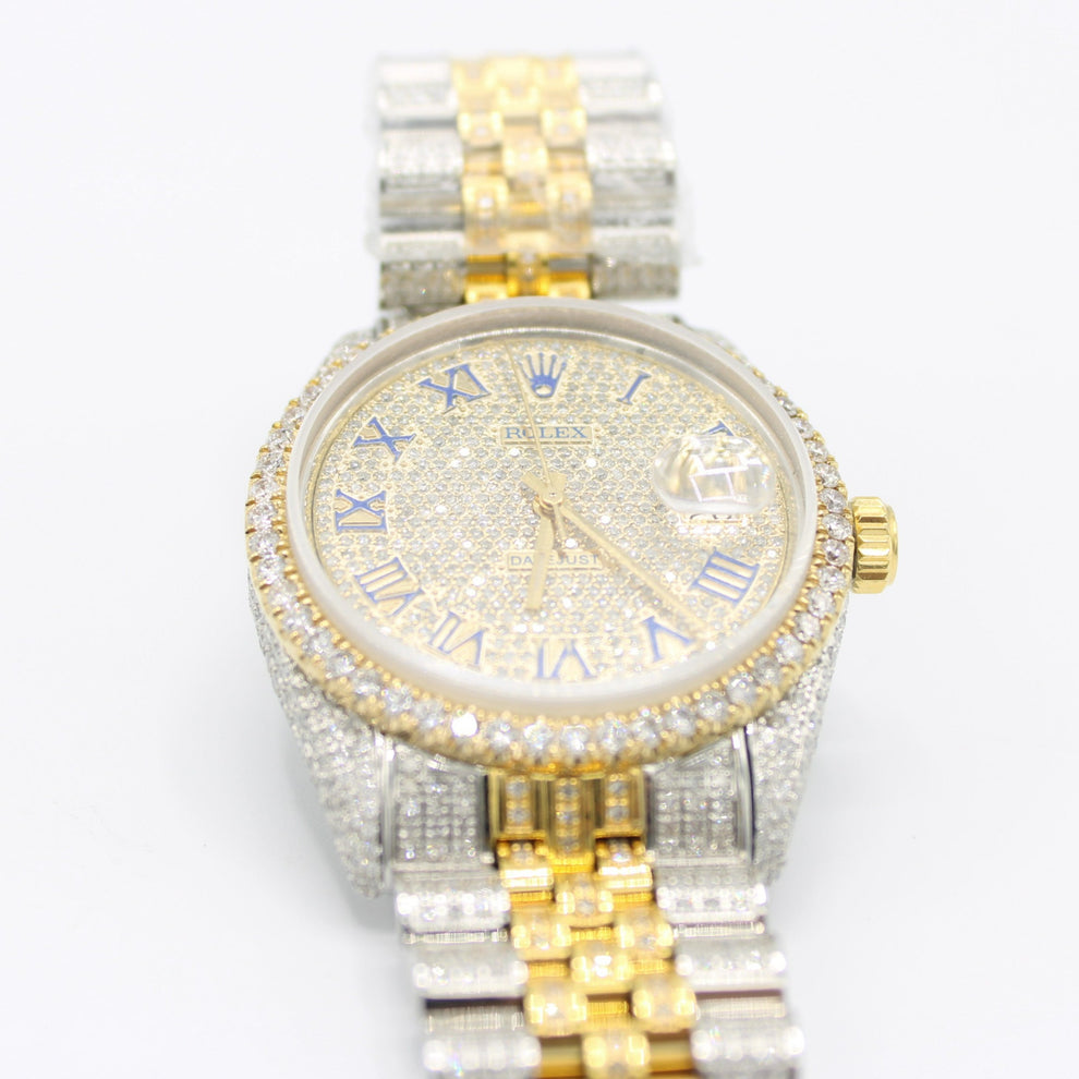 ROLEX BUST DOWN ICED OUT 36MM | YELLOW GOLD | ROMAN DIAL | – Alex ...