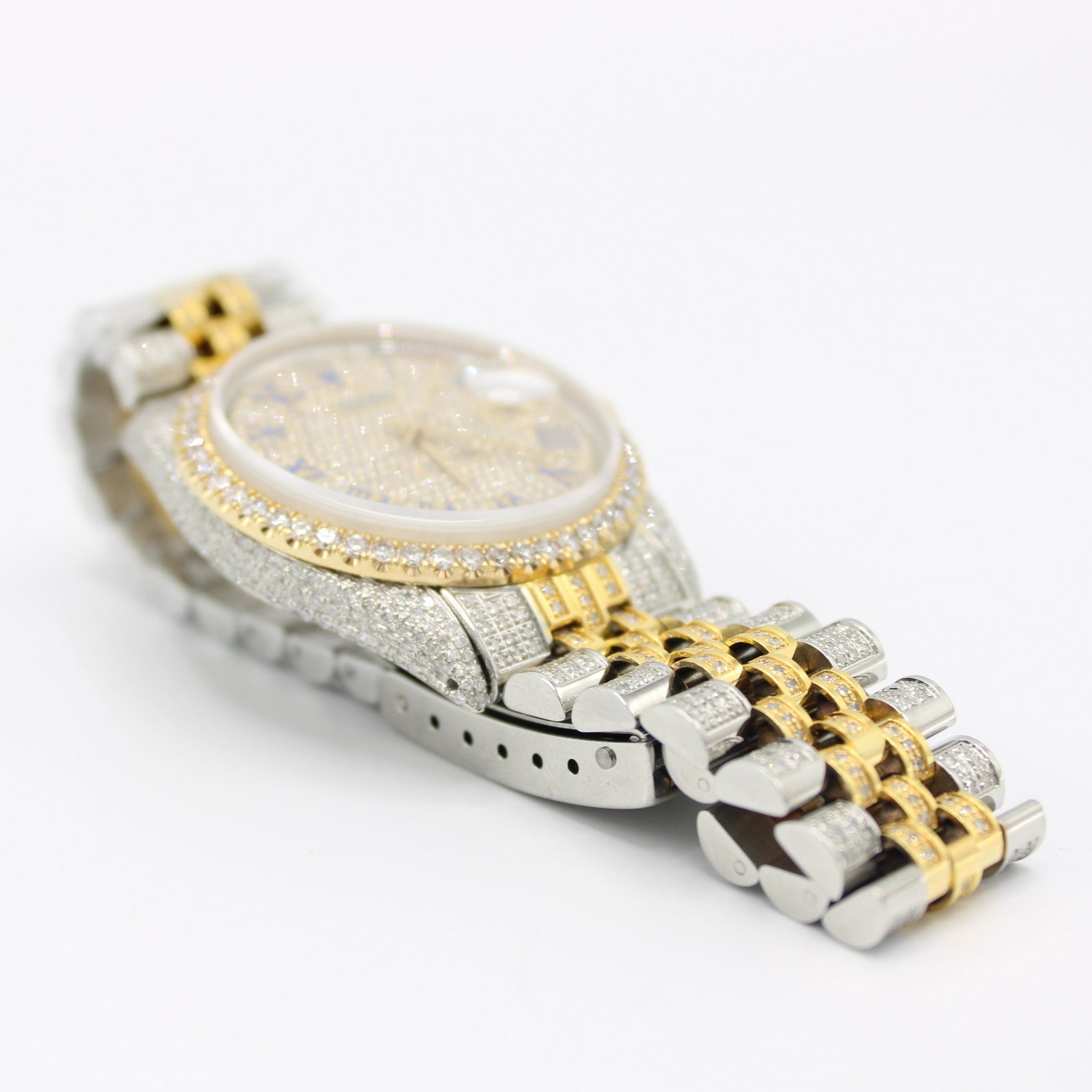 ROLEX BUST DOWN ICED OUT 36MM | YELLOW GOLD | ROMAN DIAL | – Alex ...