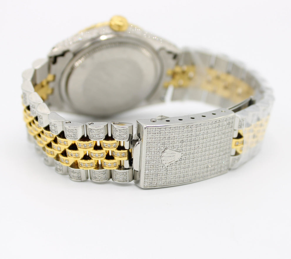 ROLEX BUST DOWN ICED OUT 36MM | YELLOW GOLD | ROMAN DIAL | – Alex ...
