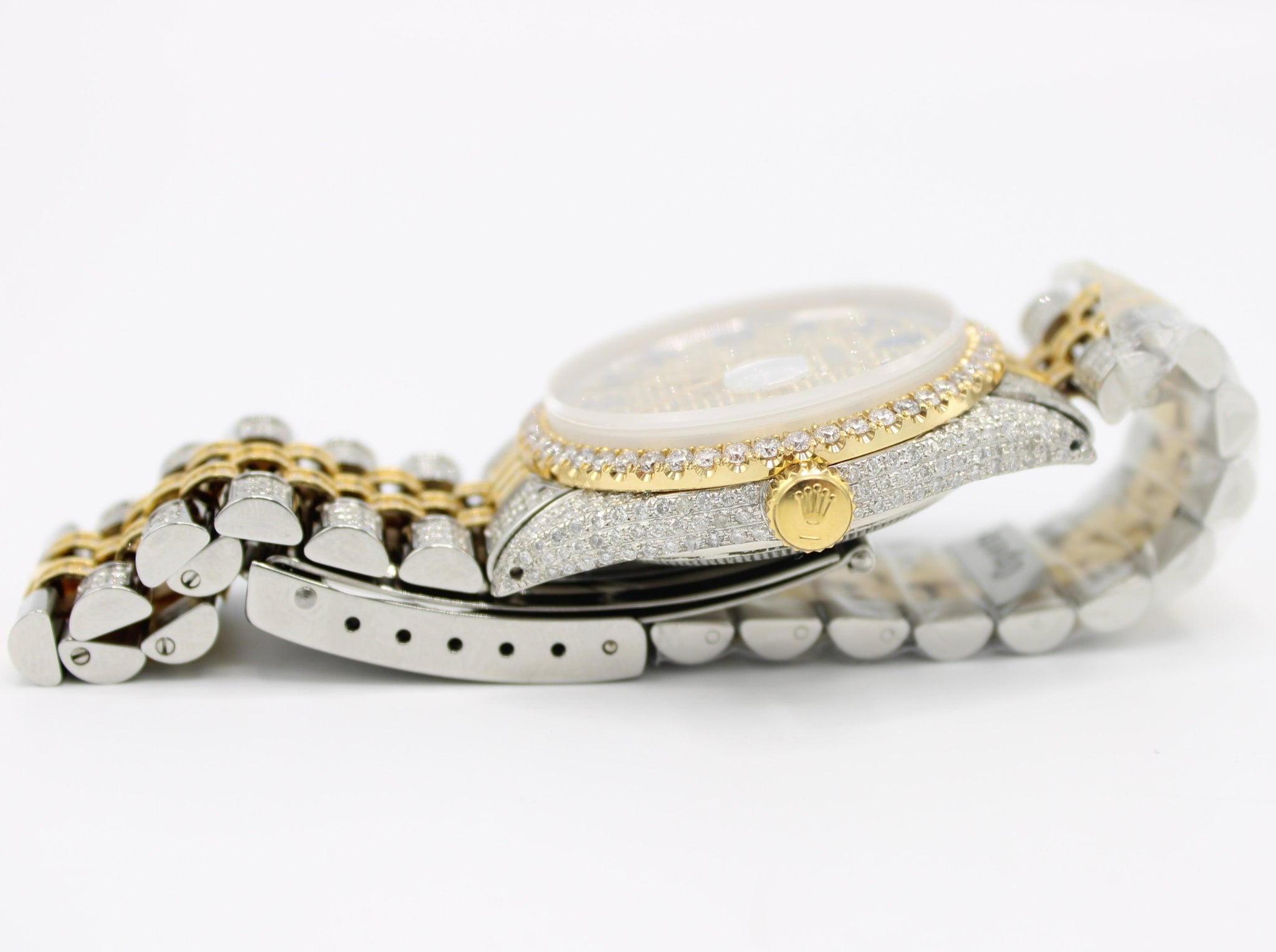 ROLEX BUST DOWN ICED OUT 36MM | YELLOW GOLD | ROMAN DIAL | – Alex ...